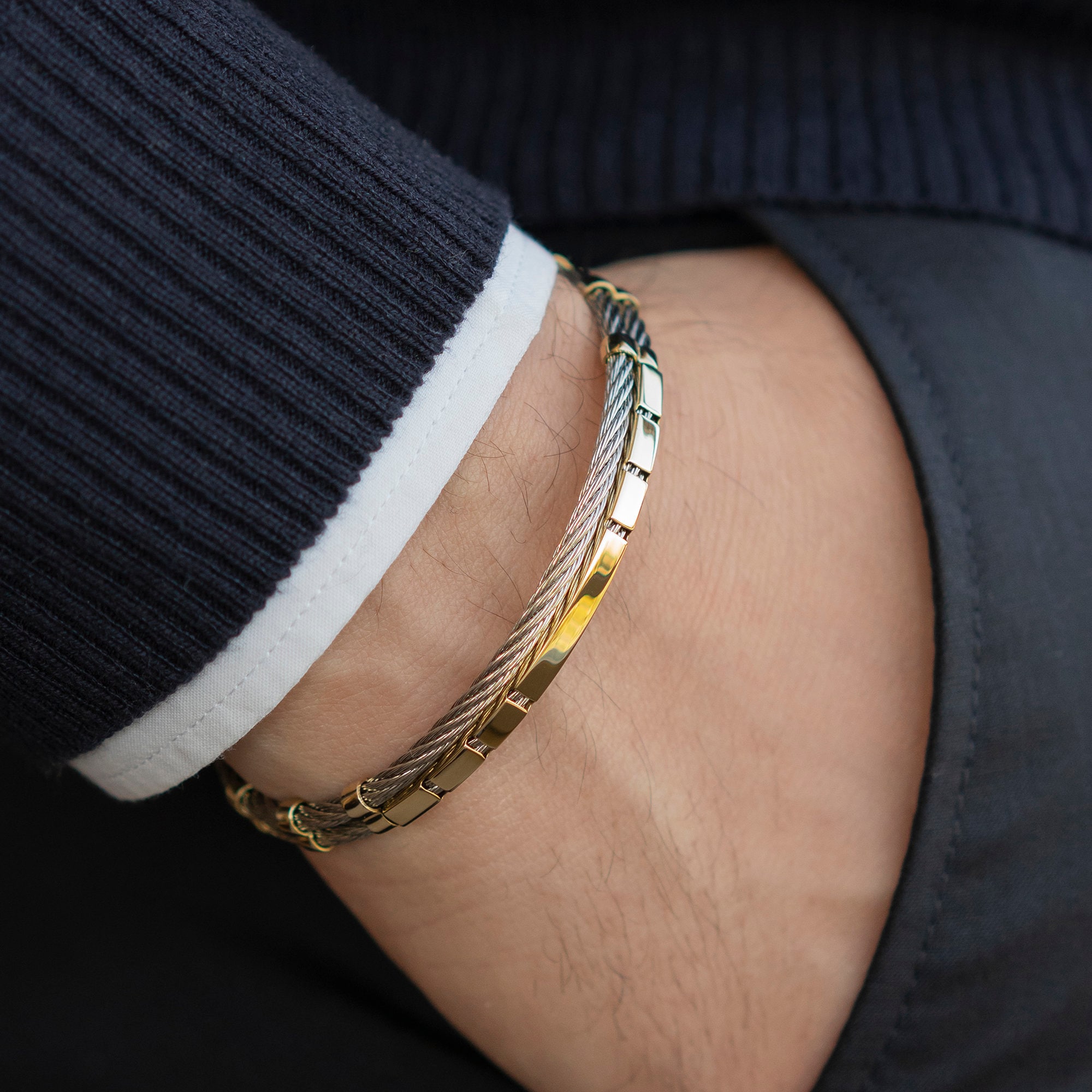 Men's Gold Bracelet, 14k Solid Gold Open Cuff Bangle Bracelet, Yellow ...