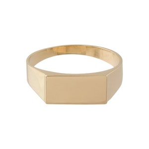 14k Solid Gold Signet Ring for Men / Name or Date Engraved Signet Ring ...