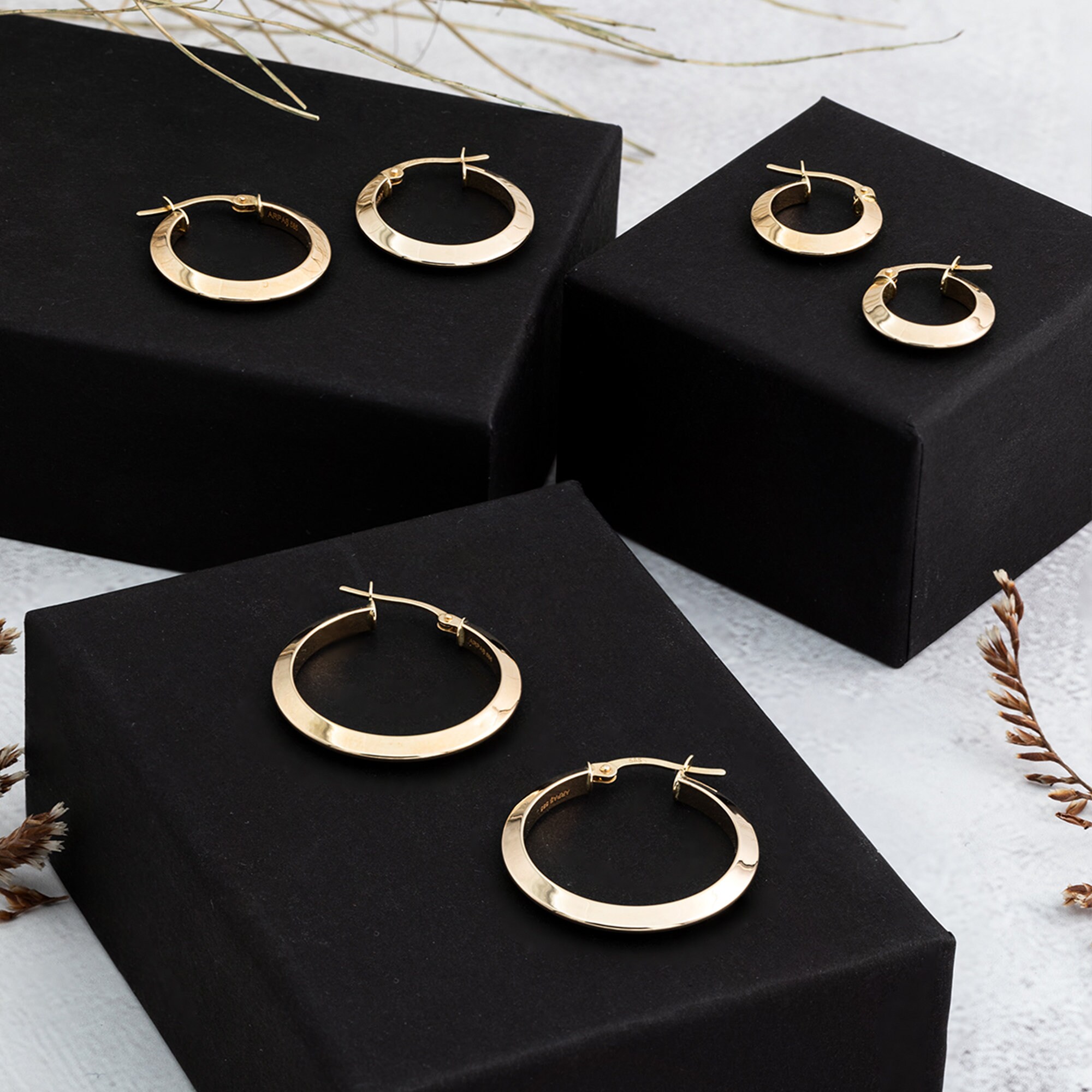 14K Solid Gold Hoop Earrings Sizes 15mm 20mm 25mm 2.40mm | Etsy