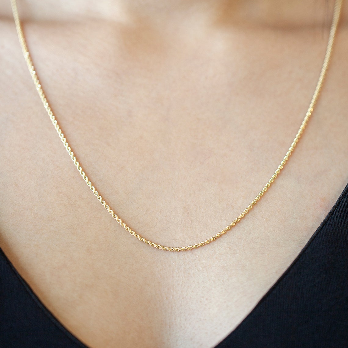 14K Yellow Gold Rope Necklace/ Gold Rope Necklace Chain/ | Etsy