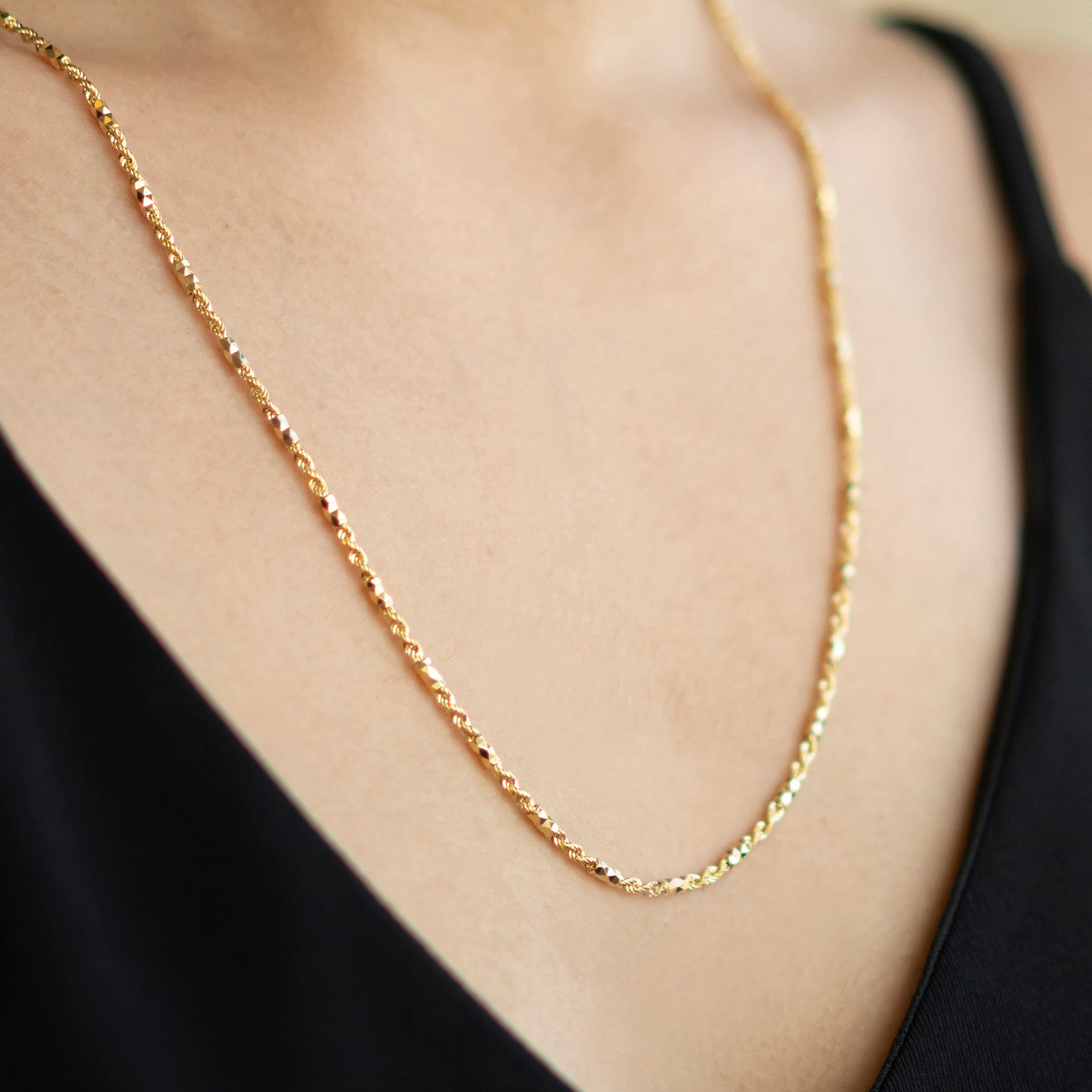 14K Yellow Gold Rope Necklace/ Gold Rope Necklace Chain/ - Etsy