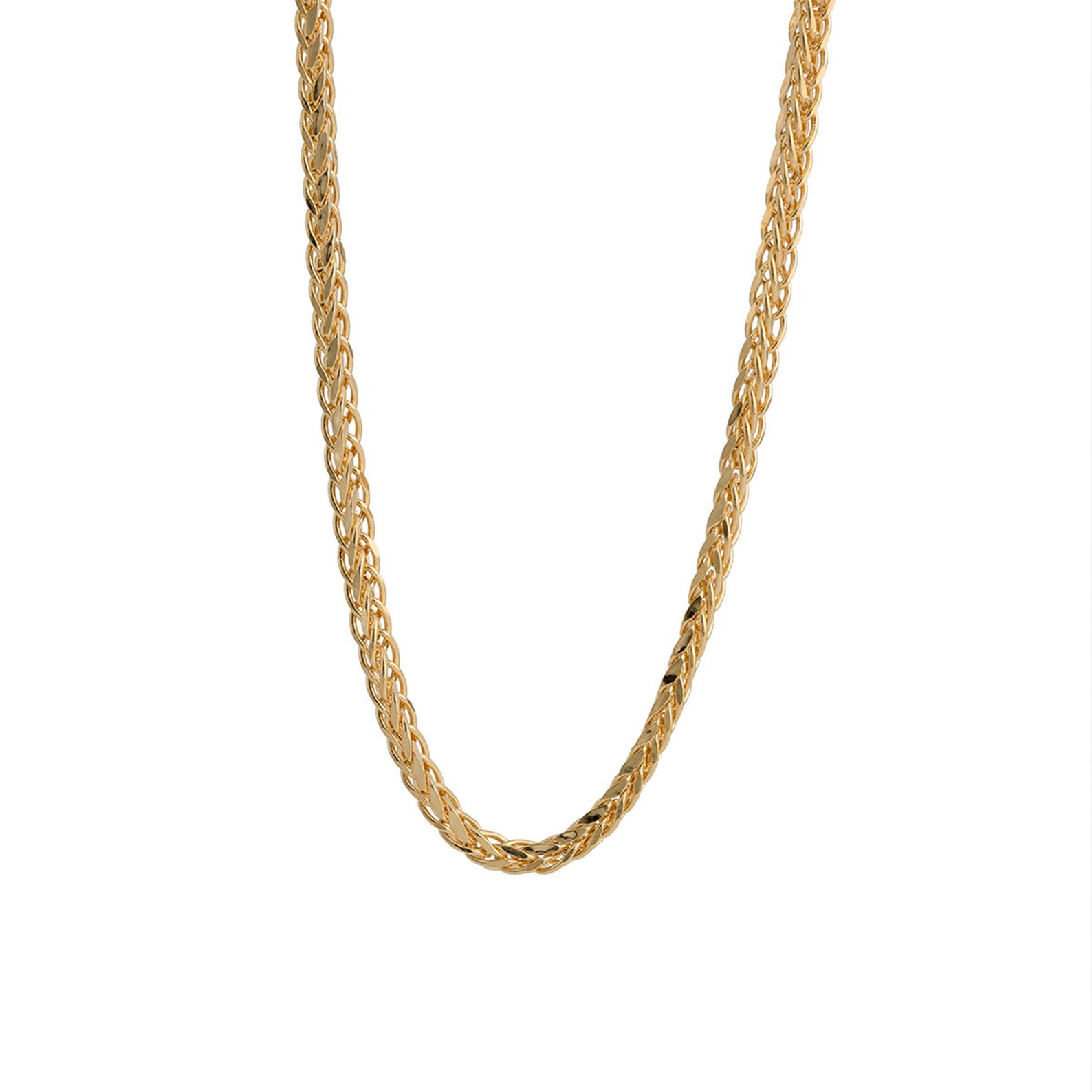 14K Yellow Gold Fox Tail Necklace/ Gold Palma Necklace Chain/ 55cm ...
