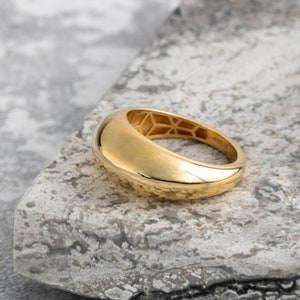 14k Real Solid Gold Dome Ring, Gold Chunky Ring, Classic Bombe Ring, Chunky Statement Ring ...