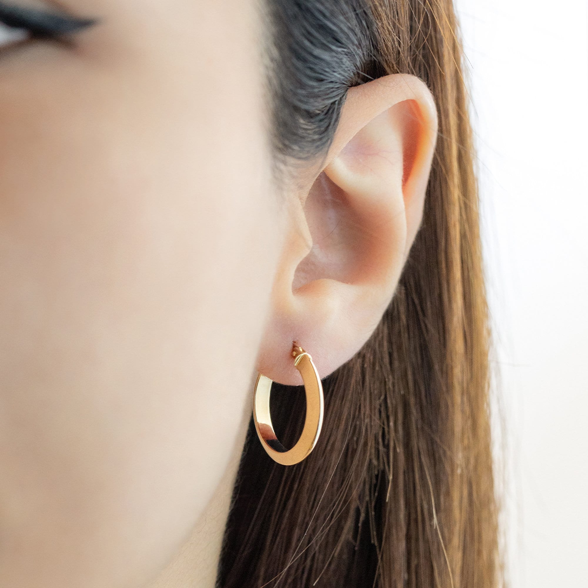 14K Solid Gold Hoop Earrings, Sizes 15mm 20mm 25mm 30mm, 2.40mm Thick ...