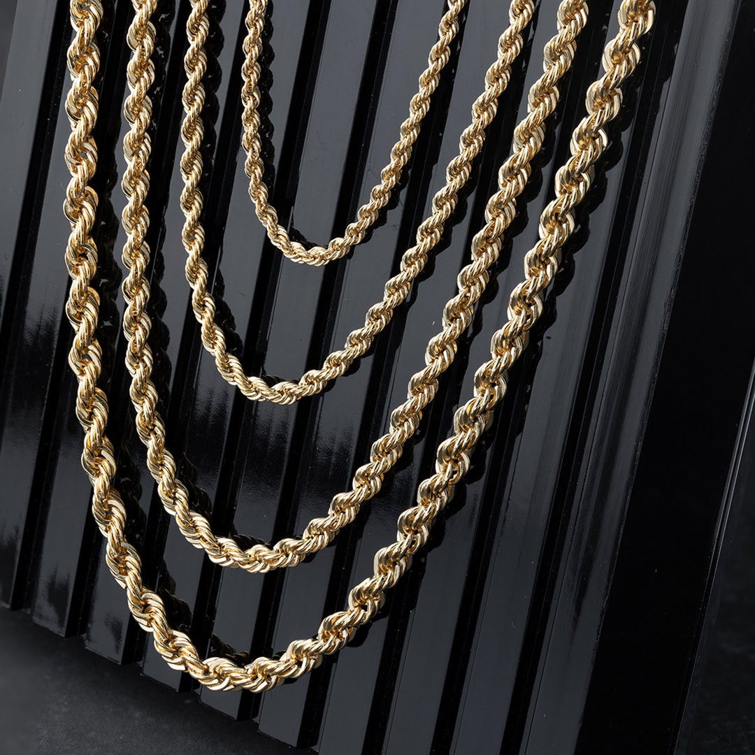 14K Solid Gold Rope Necklace | Gold Rope Necklace Chain | Thick or Thin ...