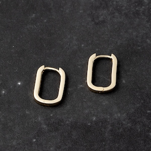 Square Hoops, 14k Solid Gold Hoop Earrings, Minimal Gold Hoops ...