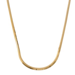 14K Solid Gold Snake Necklace/ Gold Snake Necklace Chain/ Ellipse Shape ...