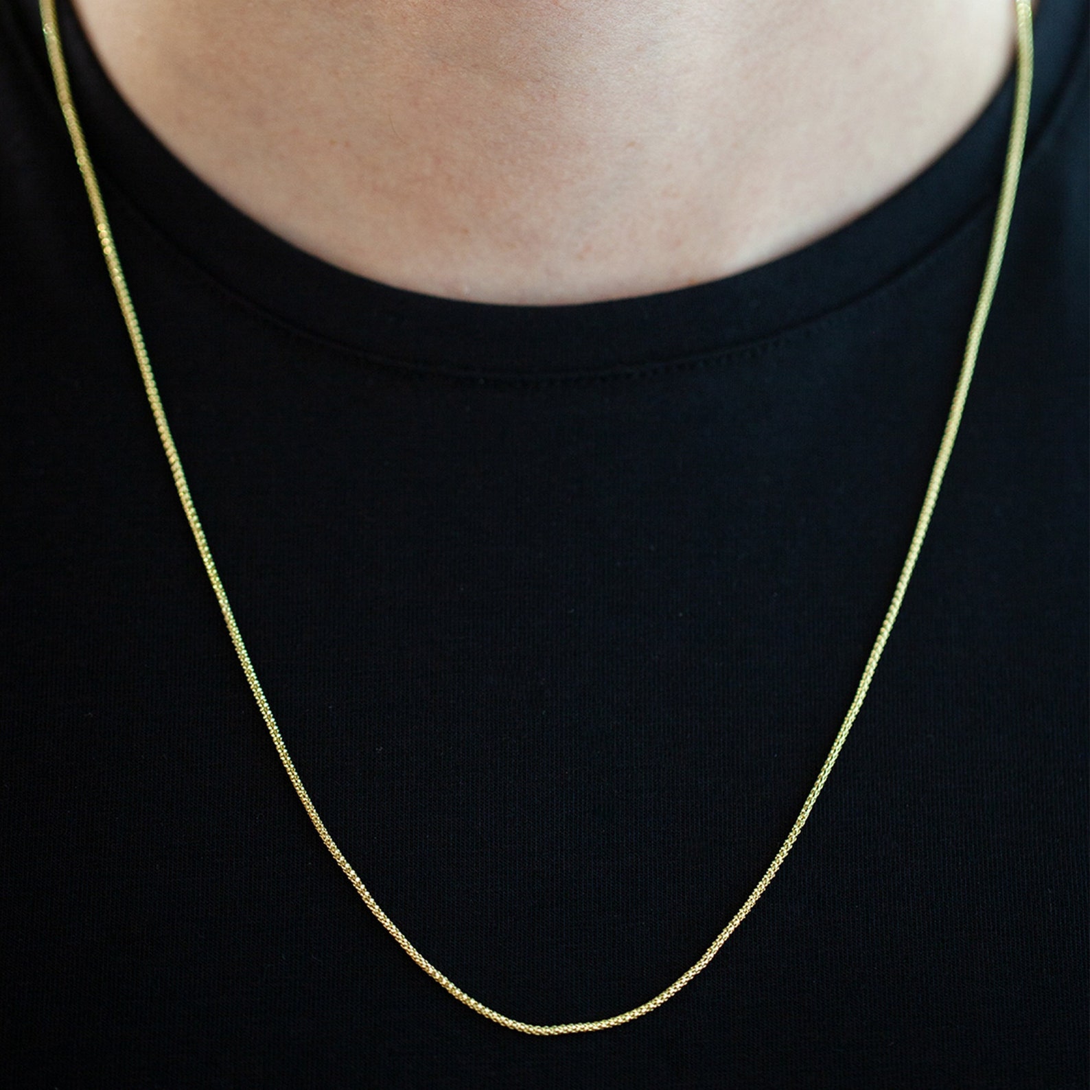 14K Gold Thin Popcorn Necklace for Men/ Gold Popcorn Necklace Chain ...
