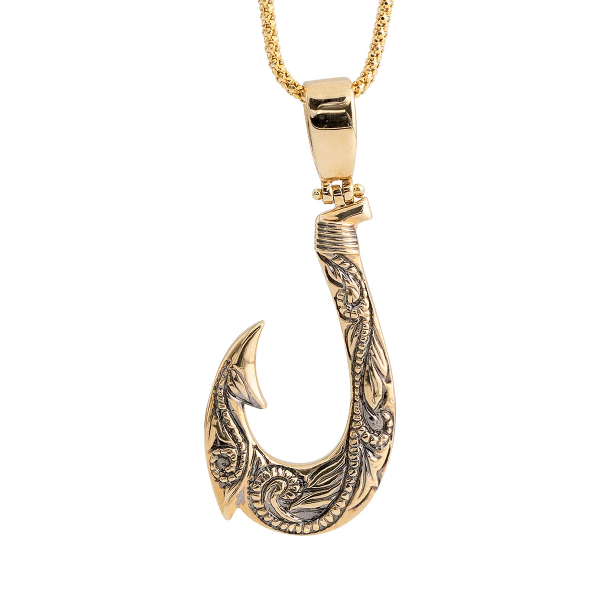 14K Solid Gold Fish Hook Necklace 14k Yellow or Rose Gold - Etsy