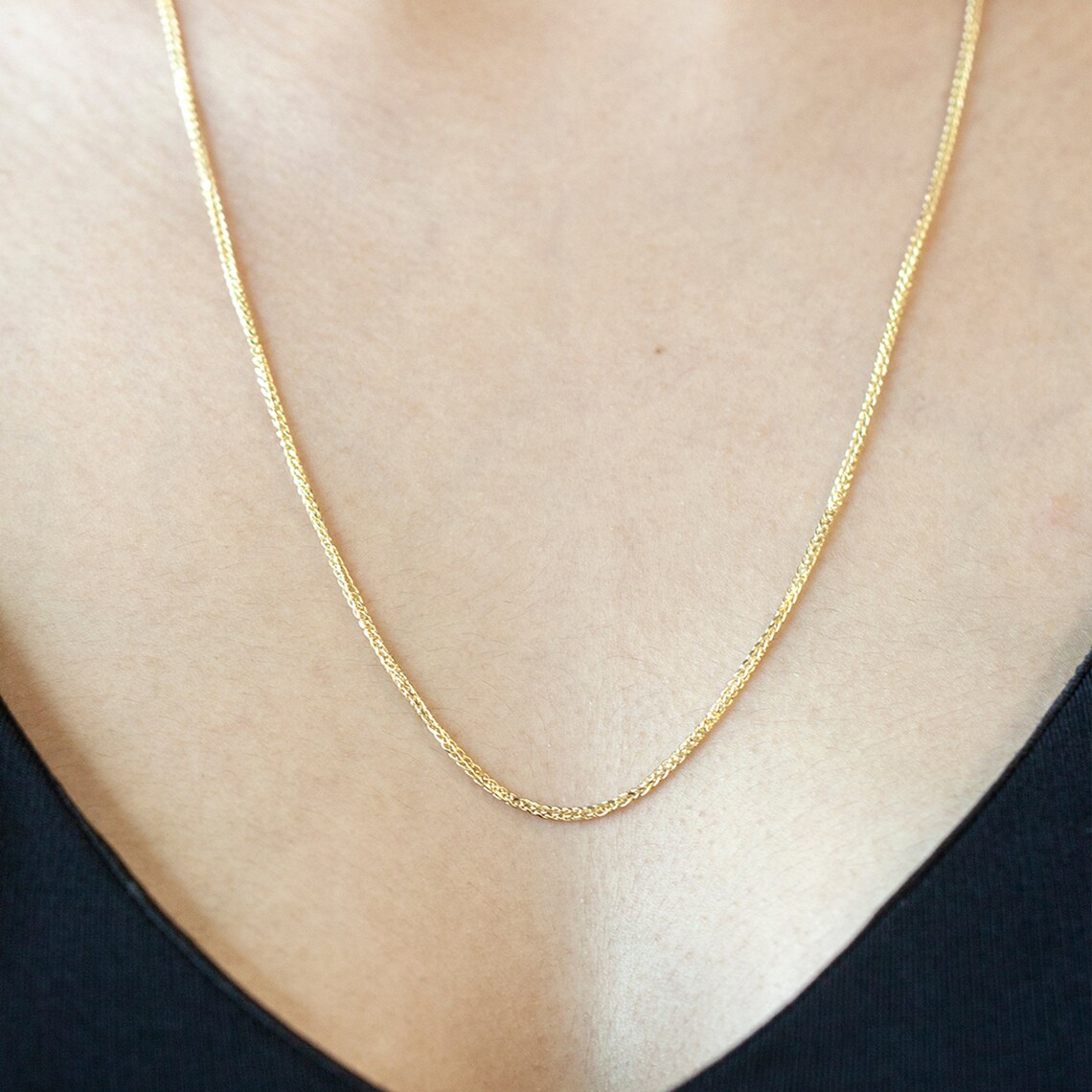 14K Yellow Gold Fox Tail Necklace/ Gold Palma Necklace Chain/ - Etsy