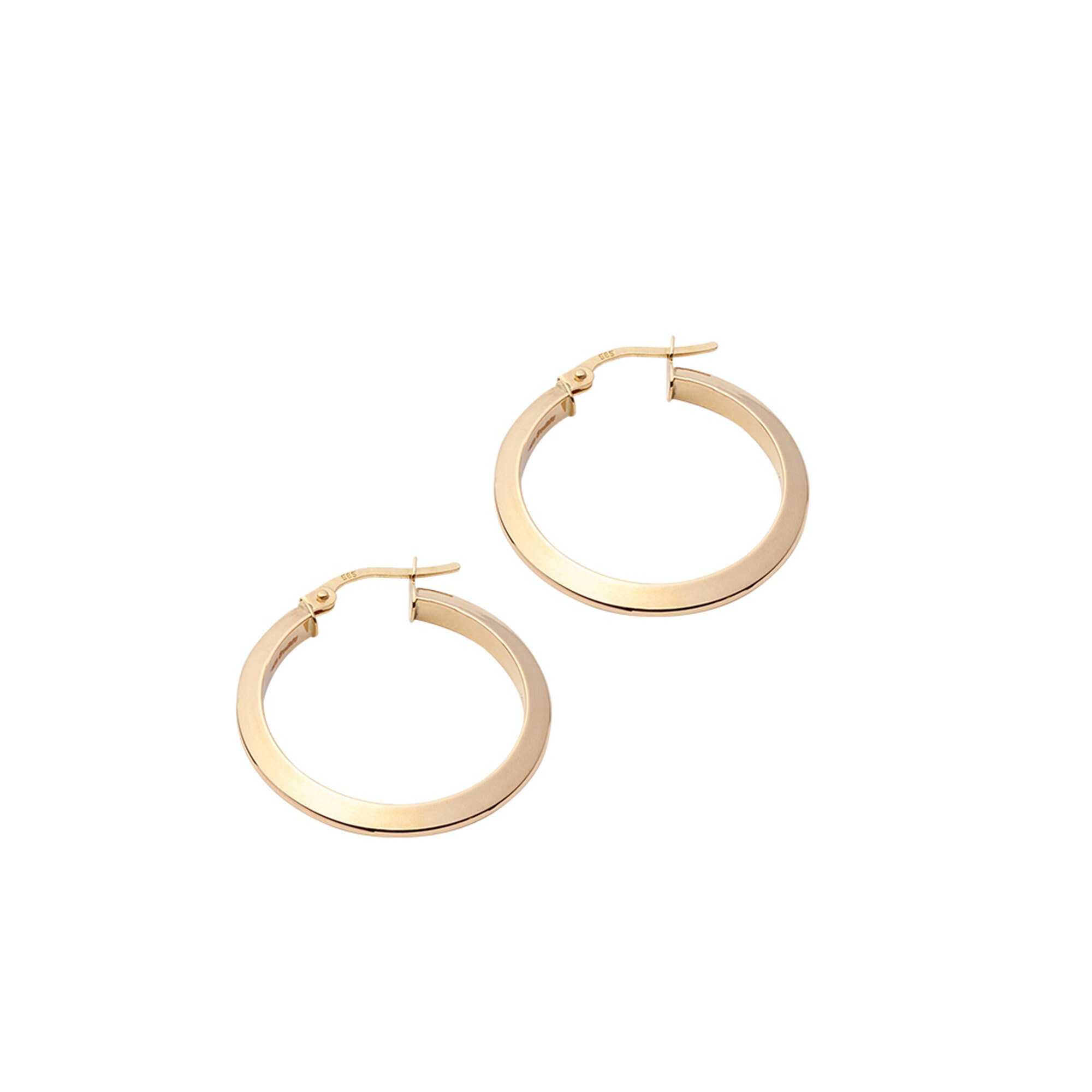 14K Solid Gold Hoop Earrings Sizes 15mm 20mm 25mm 2.40mm | Etsy