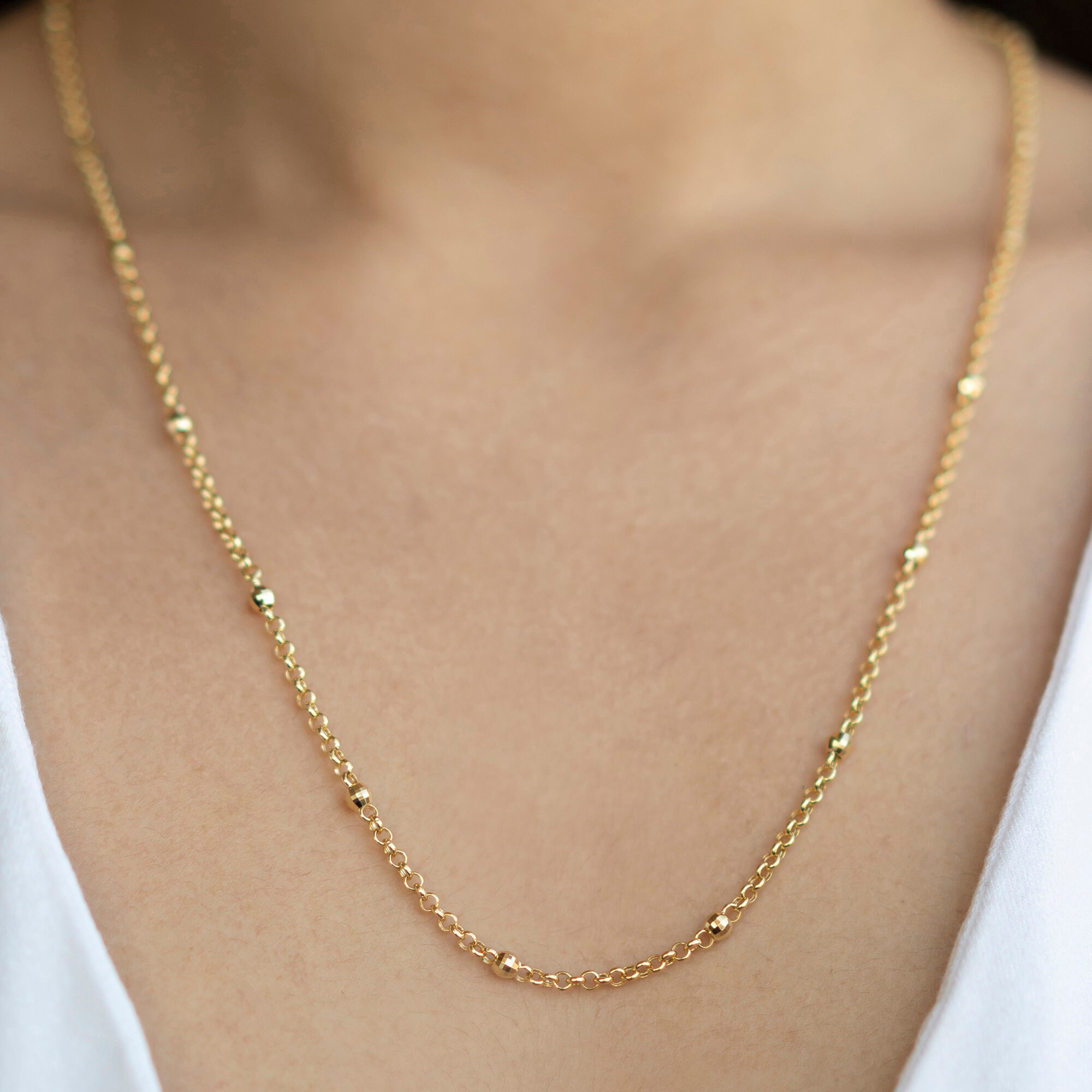 14K Yellow Gold Rolo Chain Necklace 18 22 2.5mm | Etsy