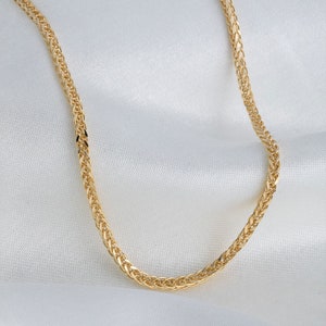 14K Yellow Gold Fox Tail Necklace/ Gold Palma Necklace Chain/ 55cm ...