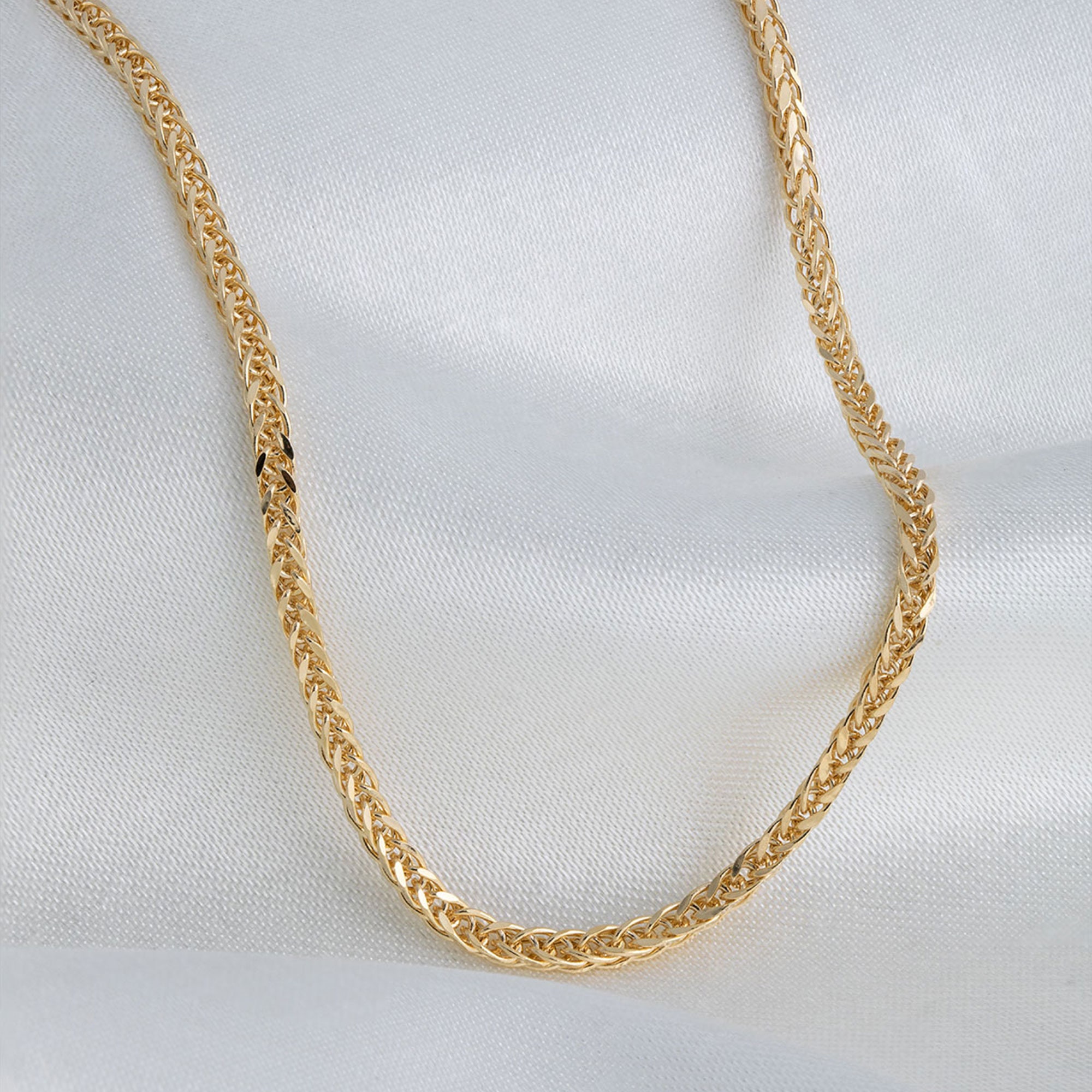 14K Yellow Gold Fox Tail Necklace/ Gold Palma Necklace Chain/ - Etsy