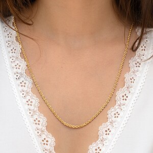 14K Solid Gold Rope Necklace | Gold Rope Necklace Chain | Thick or Thin ...