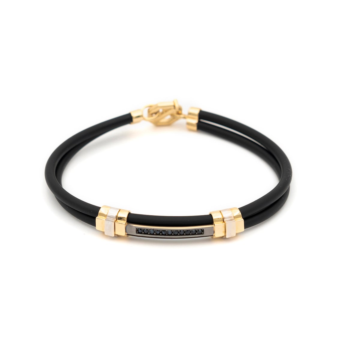 Solid Gold Men Bracelet 14K Real Gold Black Rope Men's - Etsy