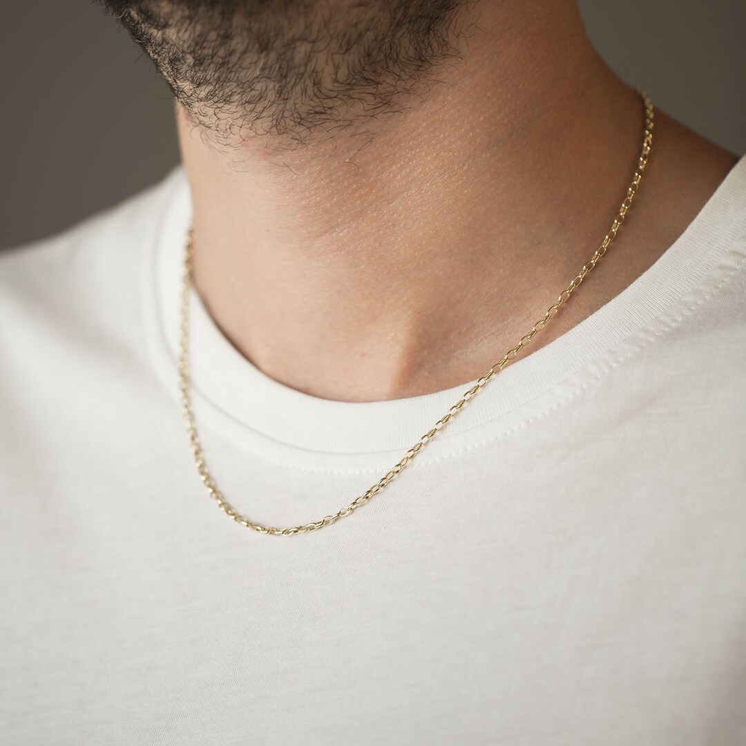 Men's Gold Cable Chain Necklace, 14k Real Gold Chain for Man, 2.60x3 ...