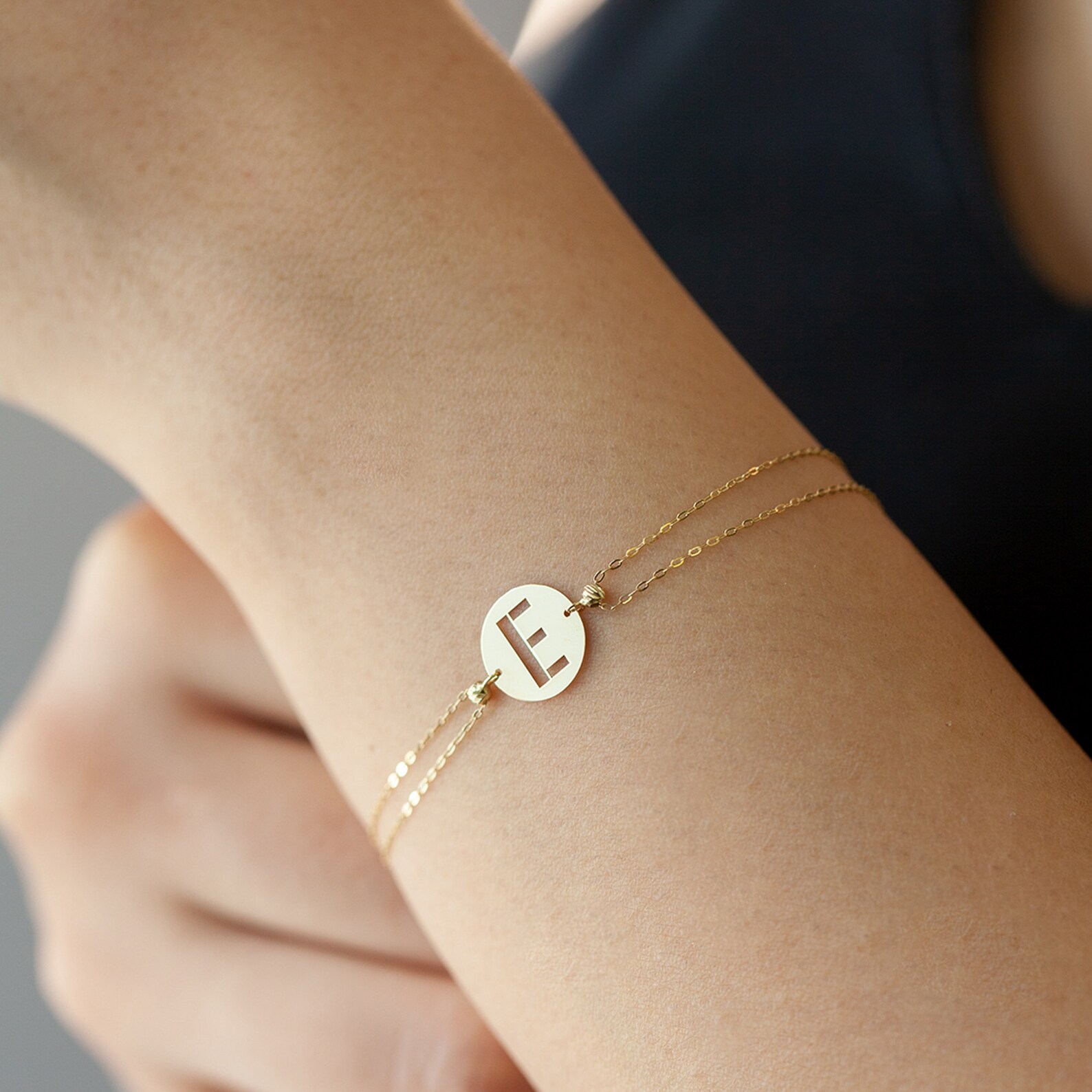 14K Gold Initial Letter Bracelet Letter M Bracelet - Etsy