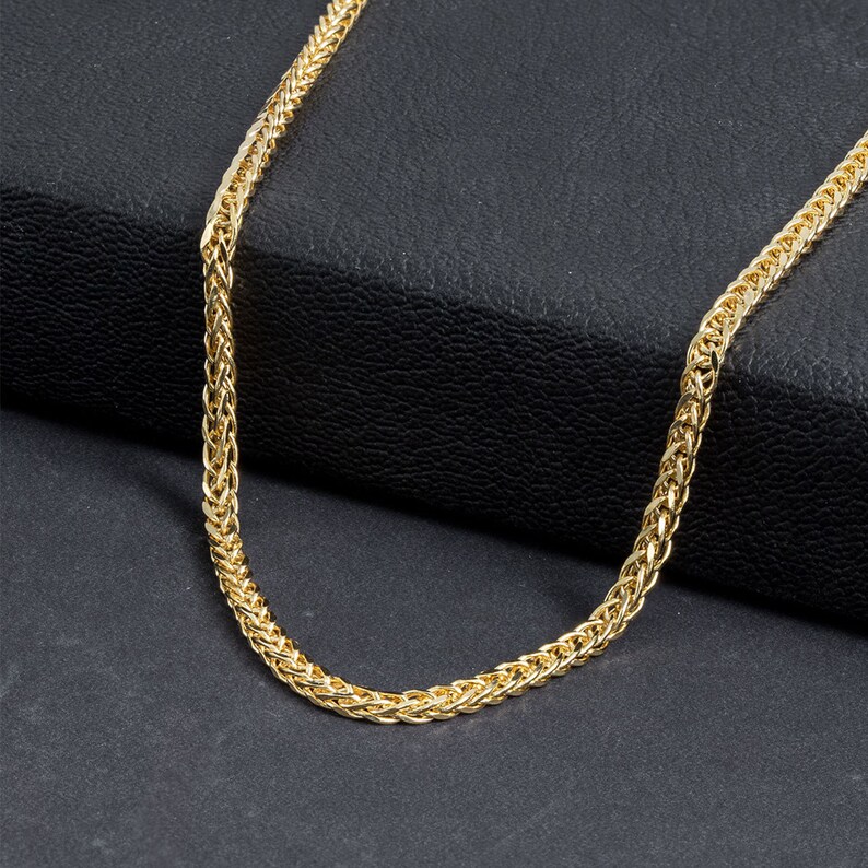 14K Yellow Gold Fox Tail Necklace/ Gold Palma Necklace Chain/ - Etsy