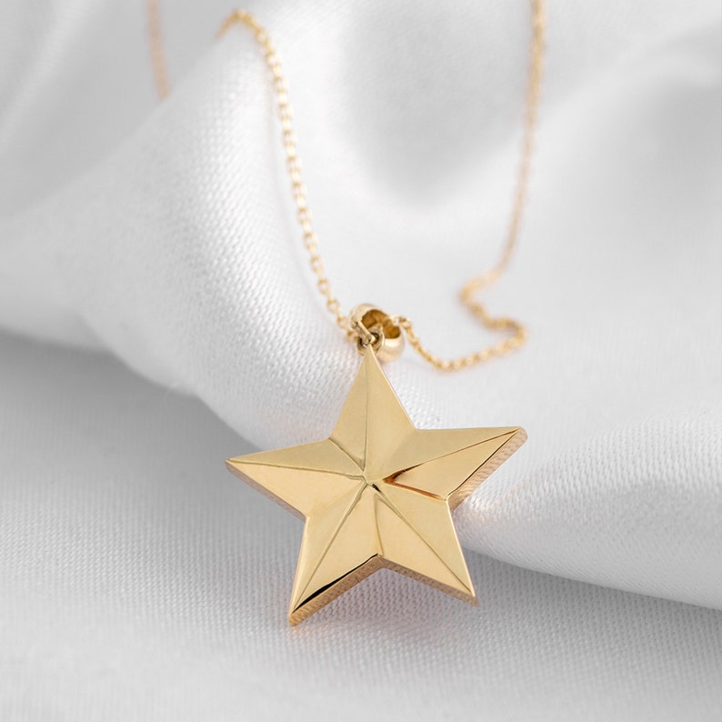 14k Gold Star Necklace - 14k Real Gold Star Pendant Necklace ...