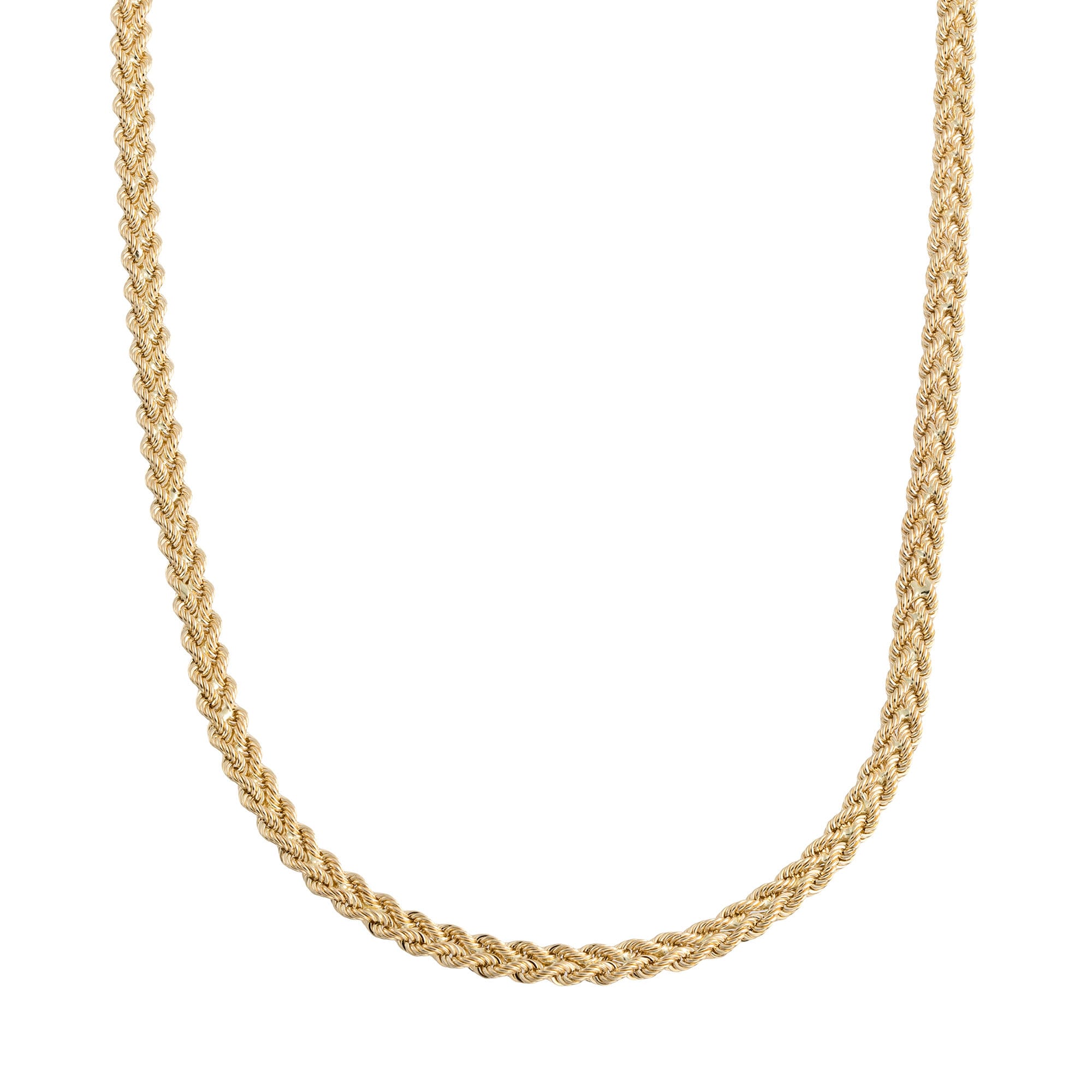 14K Solid Gold Double Row Rope Chain, Gold Two Rope Chain Necklace ...