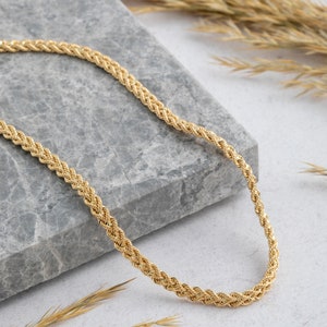 14K Solid Gold Double Row Rope Chain, Gold Two Rope Chain Necklace ...