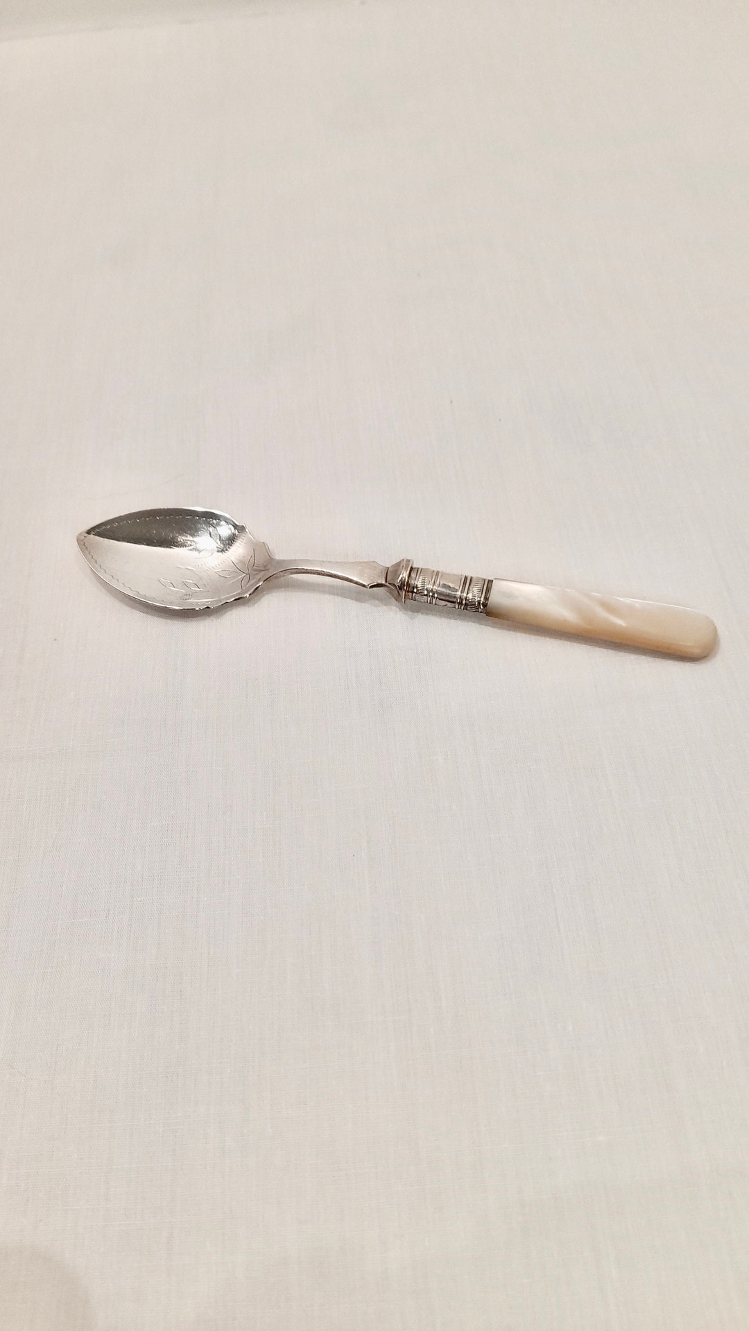 Mother of Pearl Jam Spoon / Silver Plate Jam Spoon / Mother of Pearl ...