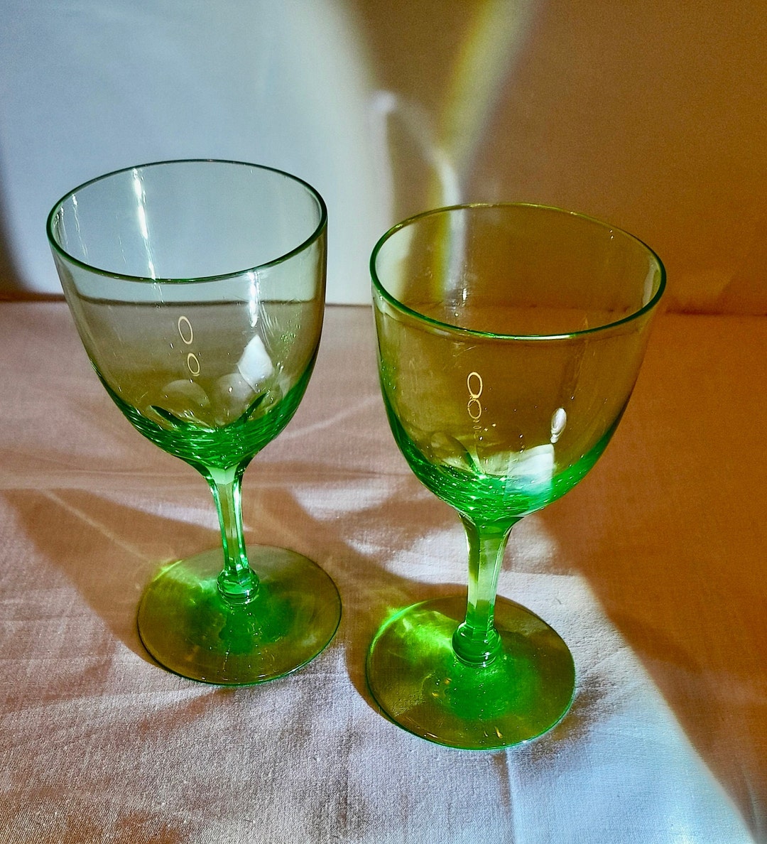 1930s Uranium Crystal Glasses / Uranium Glasses / Art Deco Uranium ...