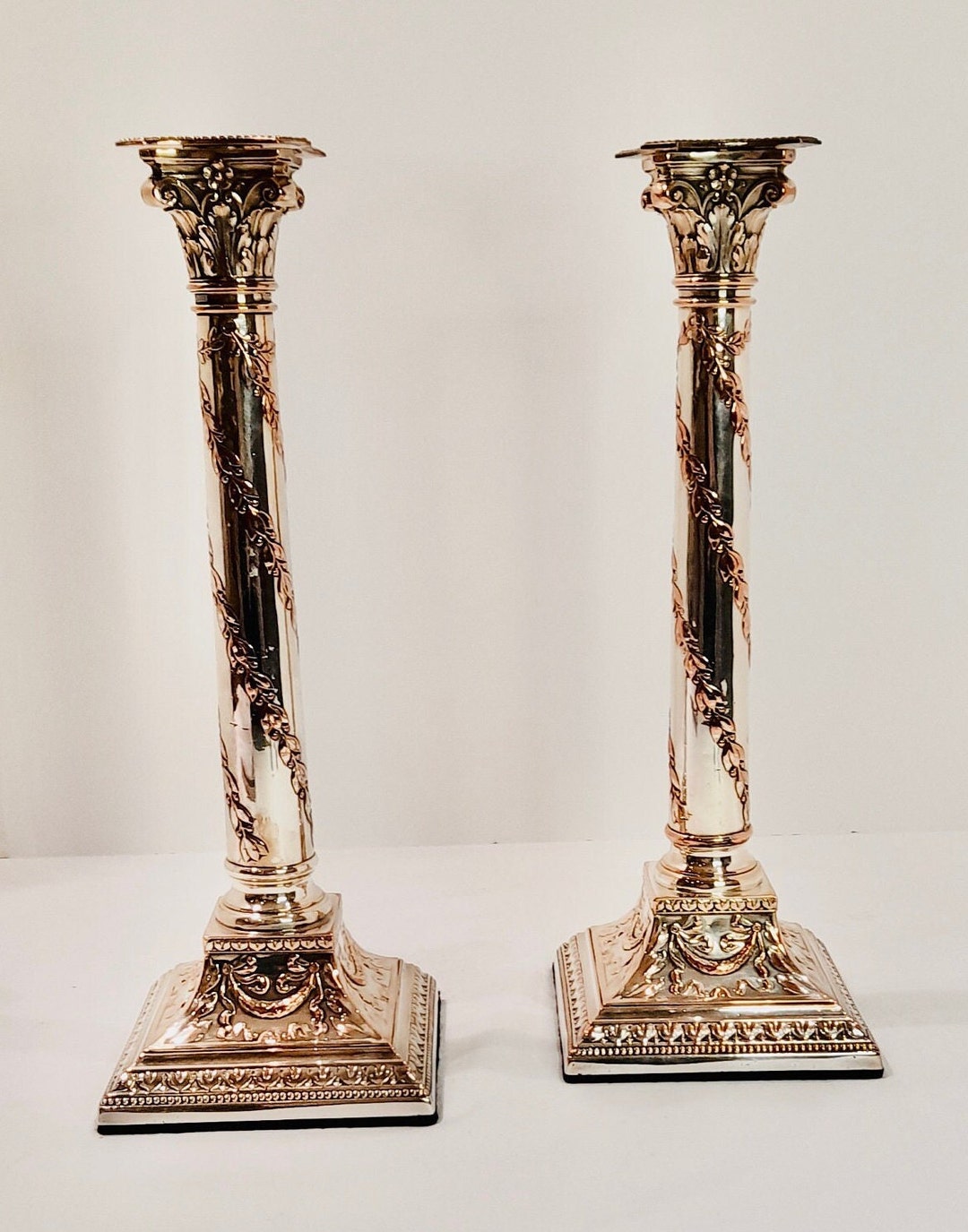 Regency Candle Holders / 19th Century Silver Plate Candle Holders ...