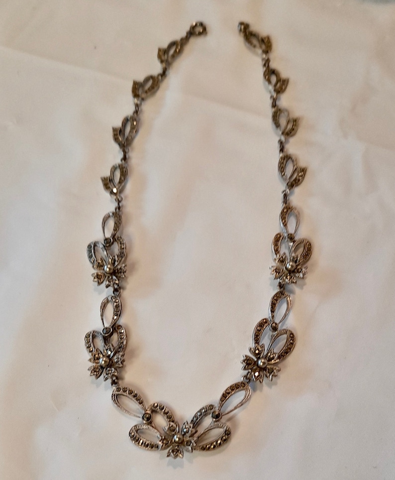 1950s Marcasite Necklace / 1950s Jewellery / Marcasite Jewellery / Vintage Jewellery / Vintage ...