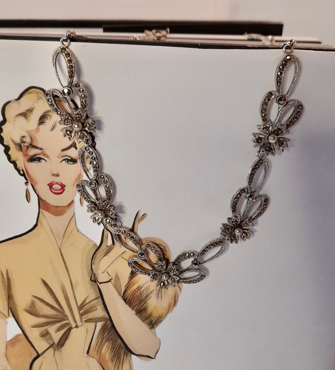 1950s Marcasite Necklace / 1950s Jewellery / Marcasite Jewellery ...