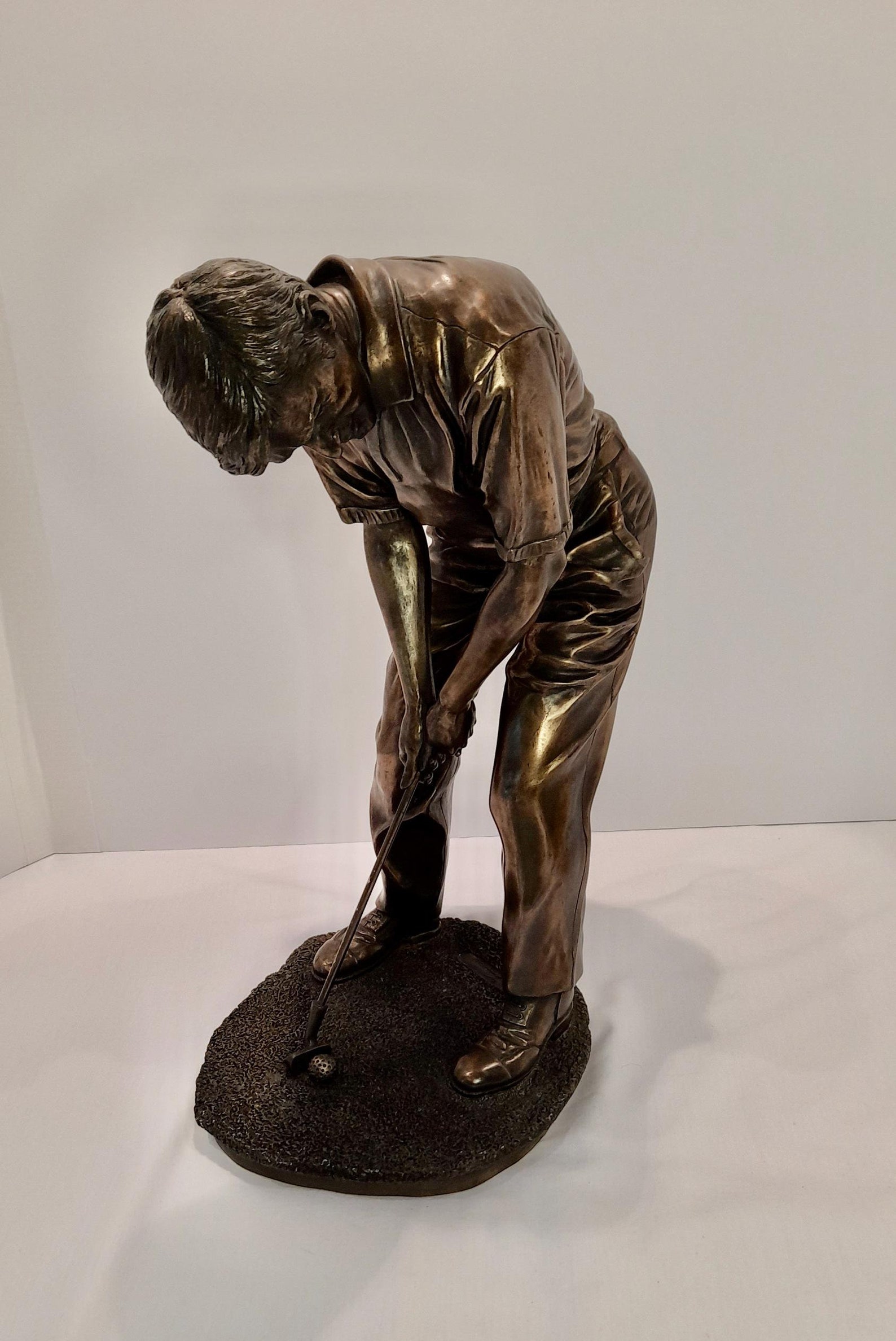 Golf Figurine / Large Golfing Figurine / Bronze Effect Golf Figurine ...
