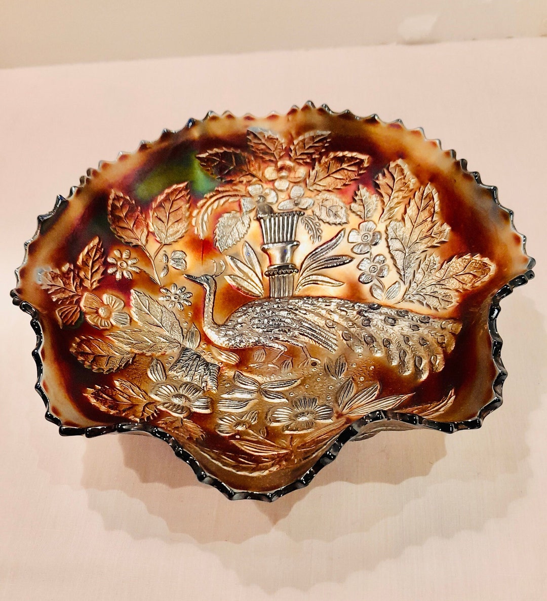 Blue Carnival Glass Bowl / Northwood Glass / Rare Glass Bowls ...