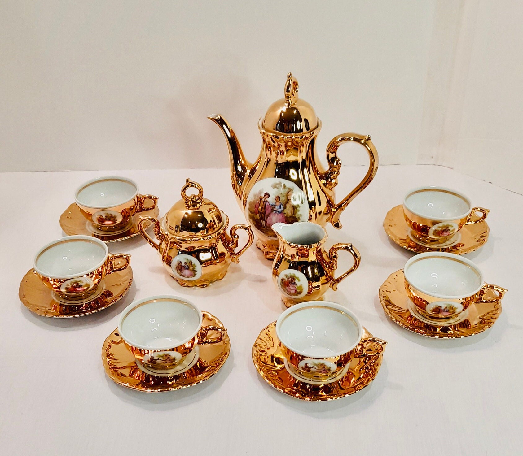 Regency Style Coffee Set / Coffee Set / Coffee Cups and Saucers ...