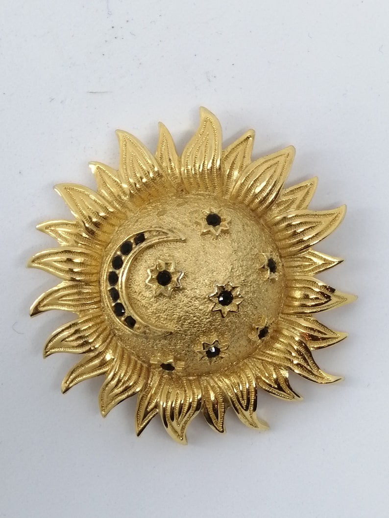 Gold Moon and Stars Brooch / Moon, Sun and Stars Brooch / Brooches - Etsy
