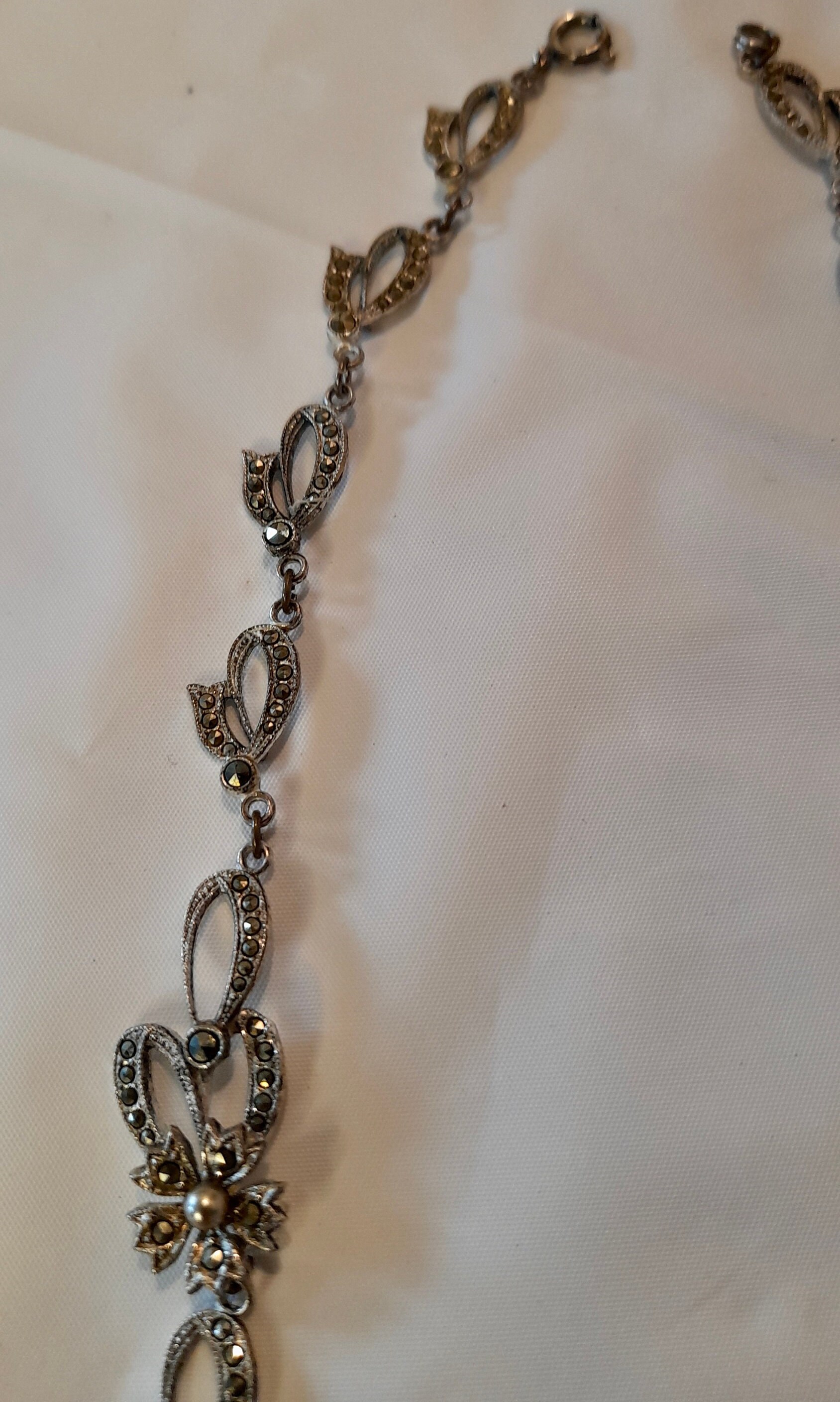 1950s Marcasite Necklace / 1950s Jewellery / Marcasite Jewellery / Vintage Jewellery / Vintage ...