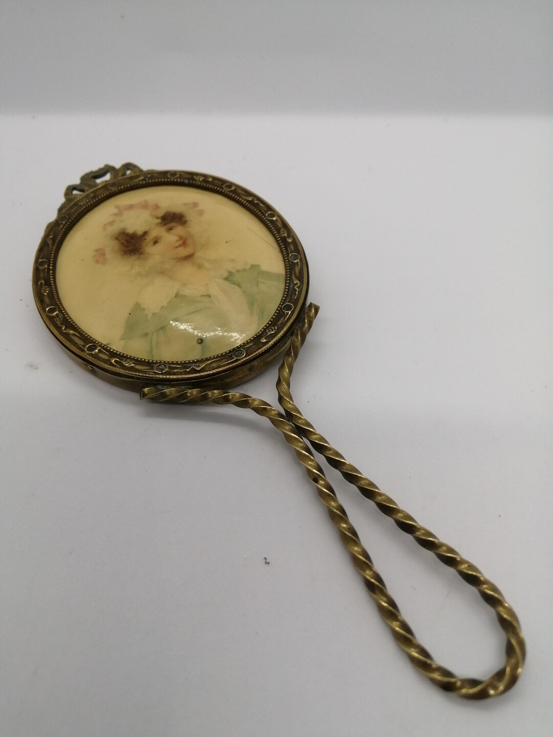 Hand Held Mirror / Regency Period / Regency Mirror Depicting Image of a ...