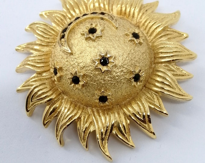 Gold Moon and Stars Brooch / Moon, Sun and Stars Brooch / Brooches - Etsy