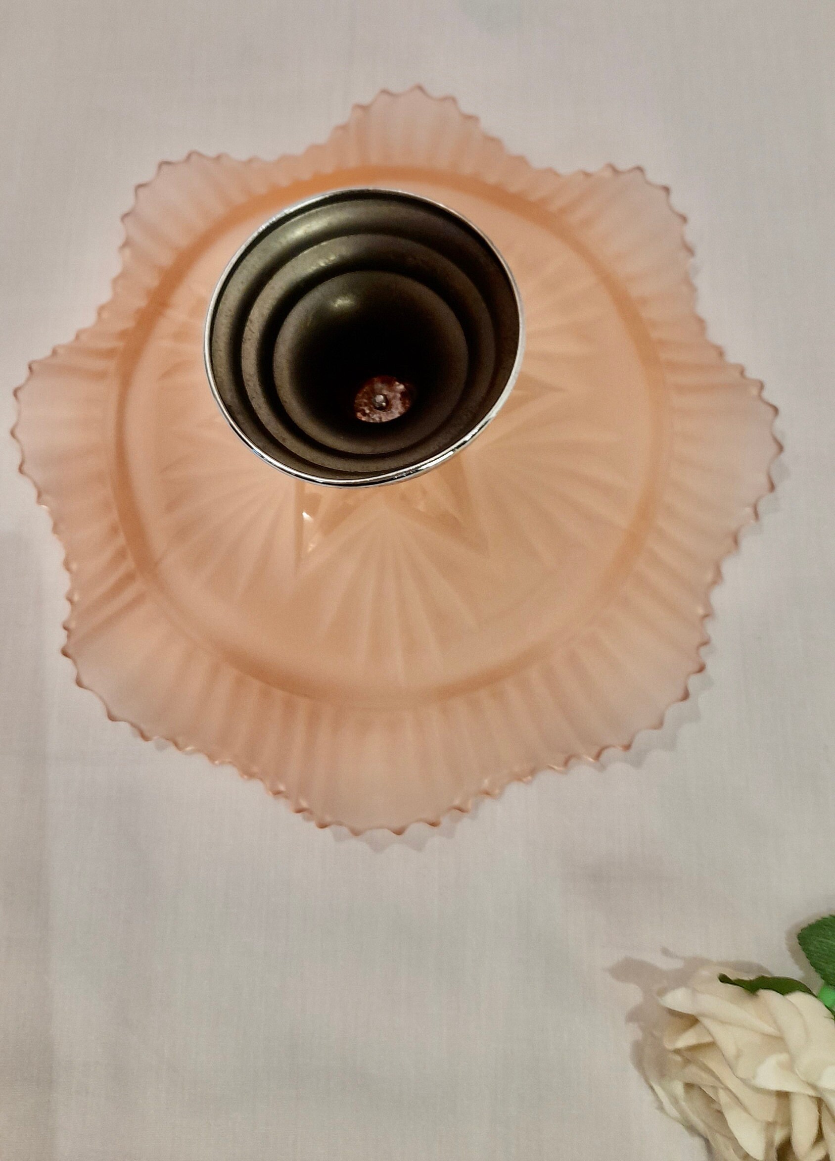 1920s Blush Pink Cake Stand / Art Deco Cake Stand / Blush Pink Cake ...