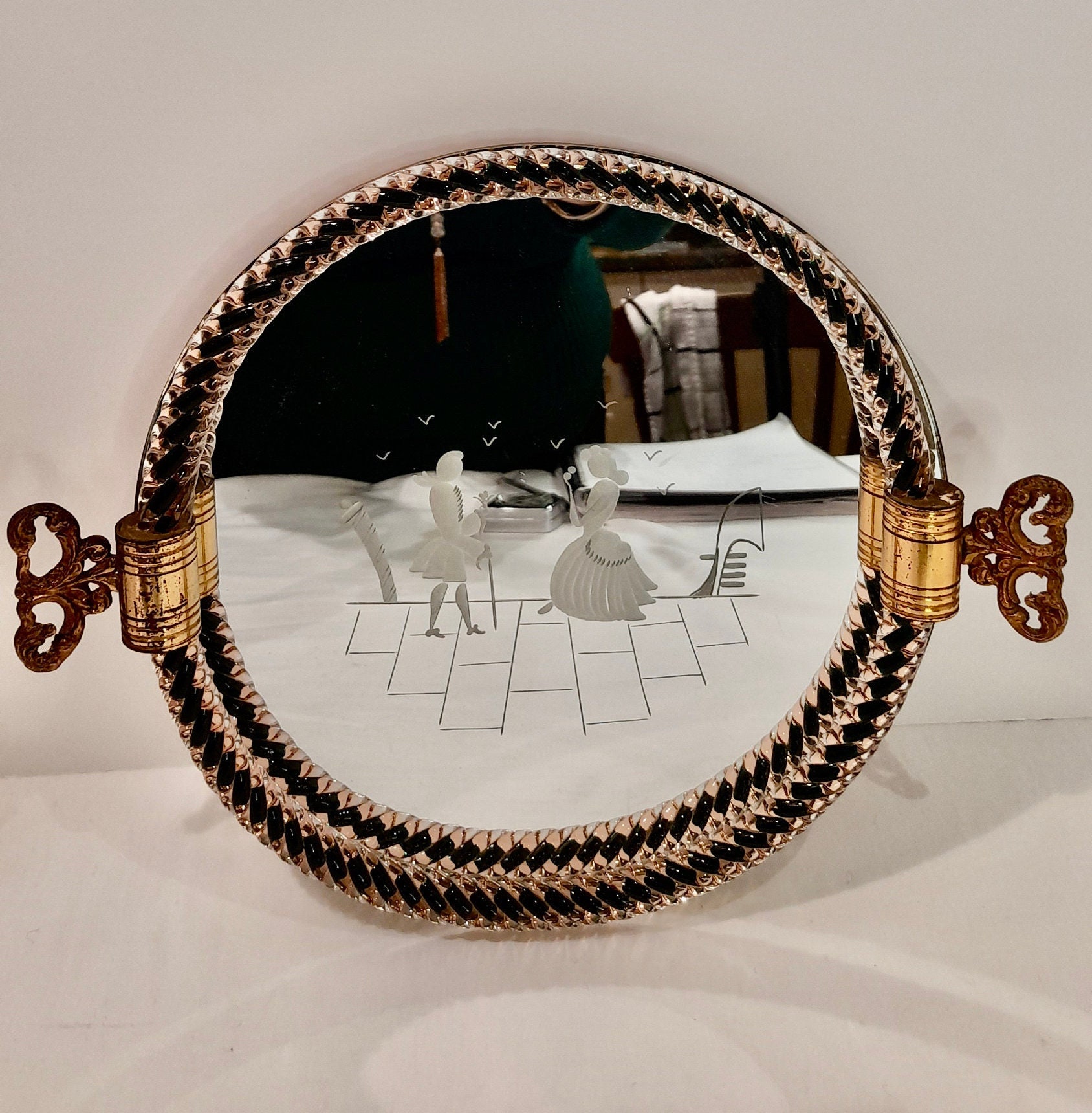 Murano Glass Mirror Tray / Regency Style Tray / Murano Glass / - Etsy