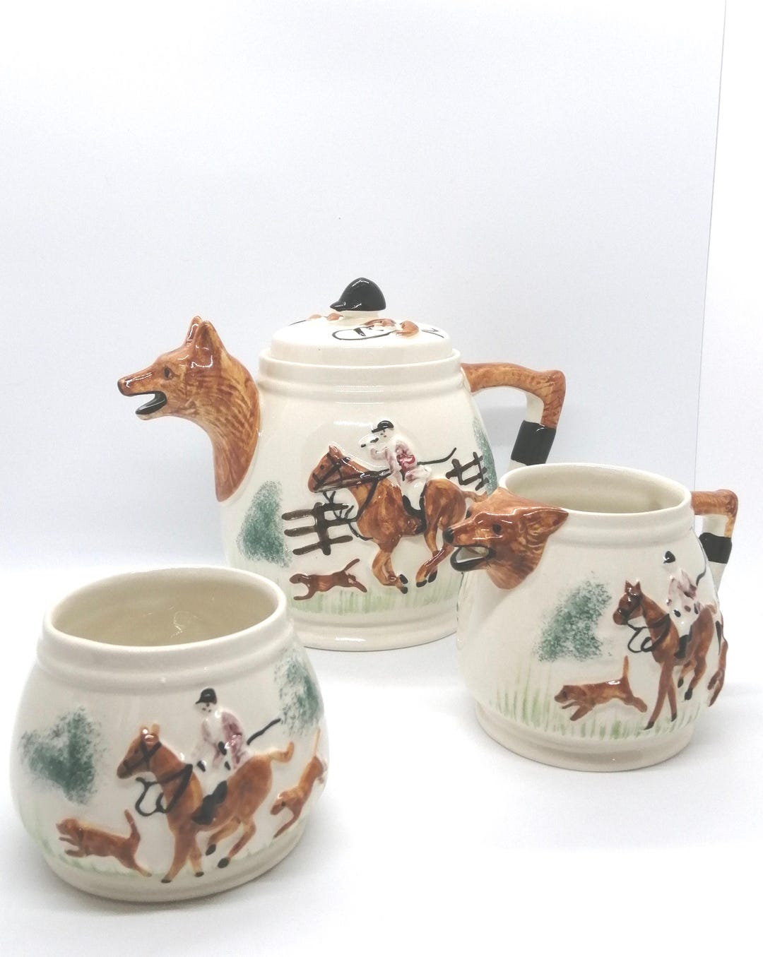 Perfect Fox Tea Set / Hunt and Fox's Head Spout Teapot / Hunt Scene ...