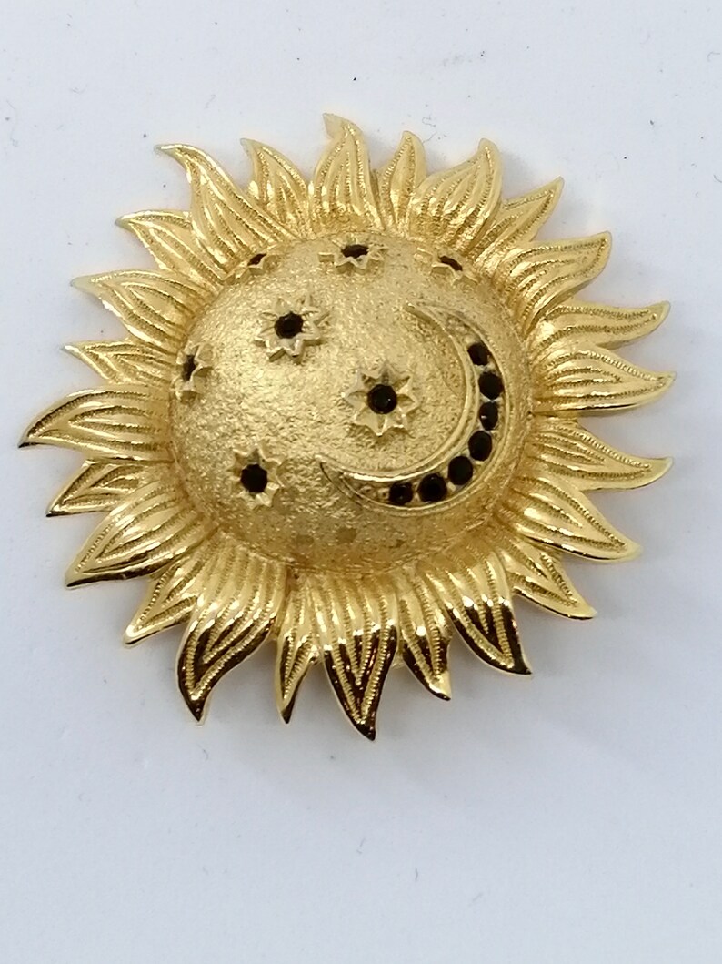 Gold Moon and Stars Brooch / Moon, Sun and Stars Brooch / Brooches - Etsy