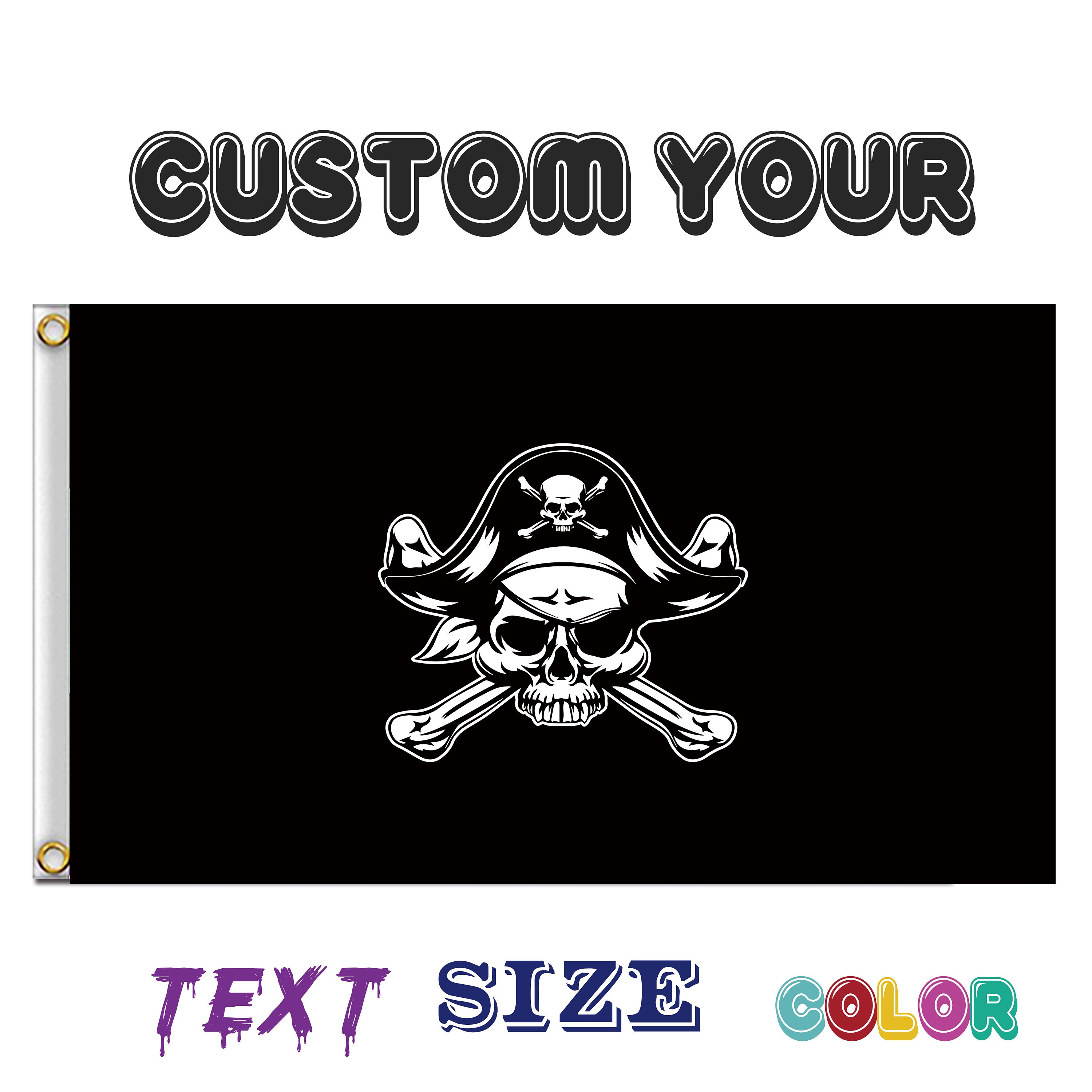 Pirate Skull Bones Flags Cross Knife Jolly Roger Jack Rackham Custom ...