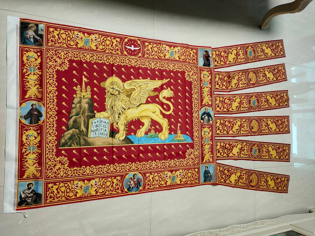 Italy Republic of Venice City Flag Banner of Standard St. Mark Lion ...