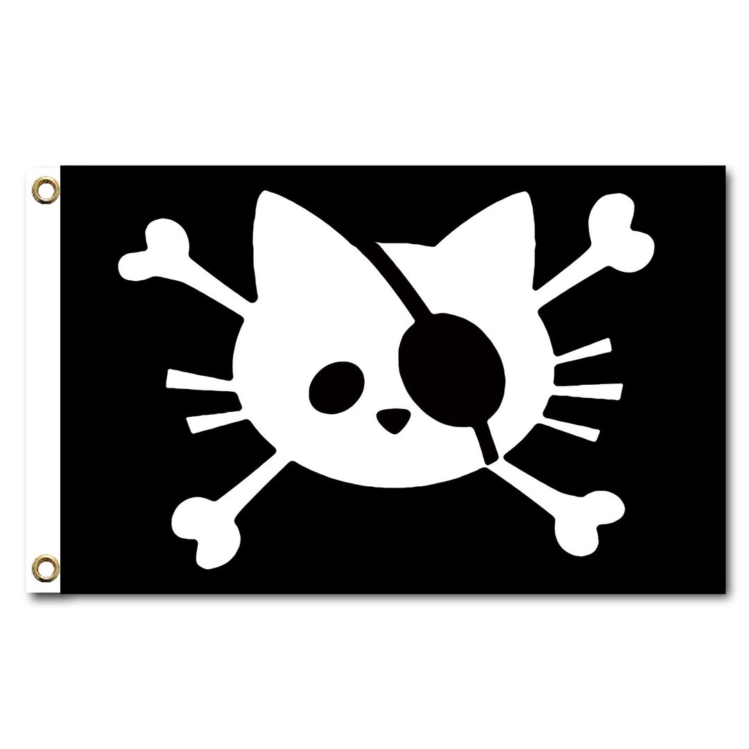 Cat Pirate Skull Flag Gift Custom Any Size 3x5ft Indoor and Outdoor ...