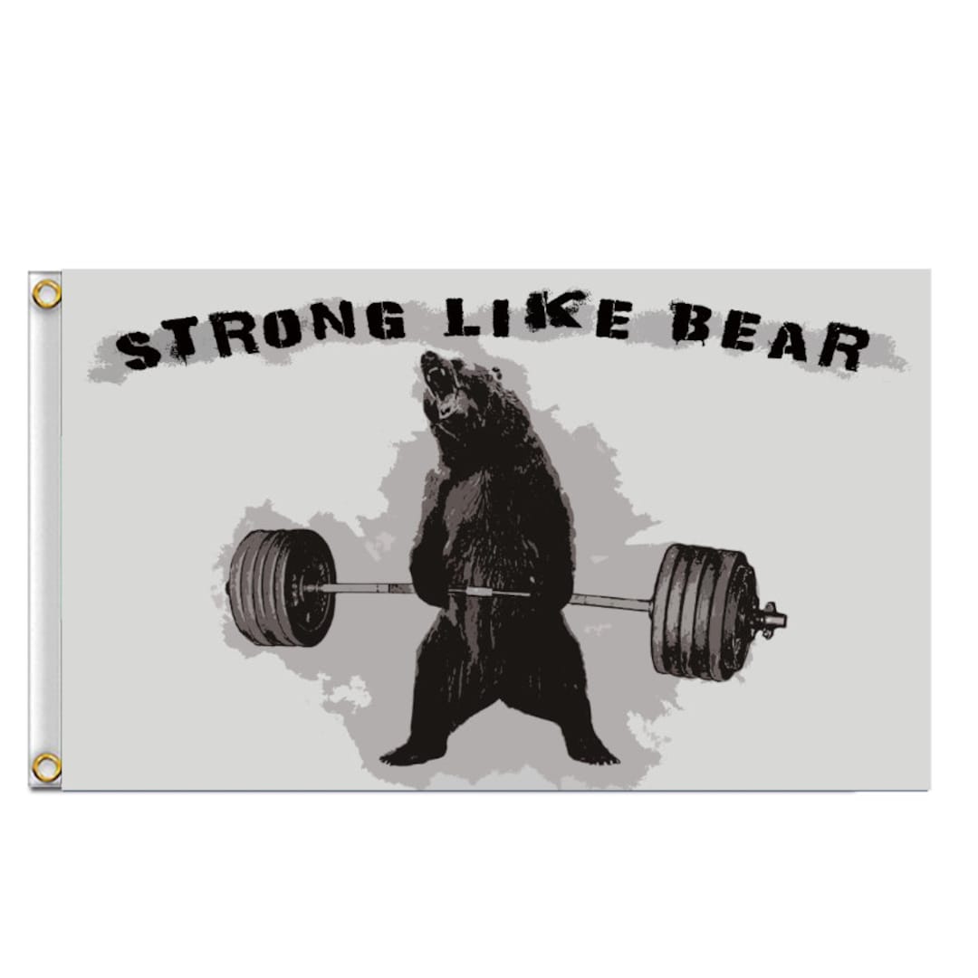 Strong Like Bear Deadlifting Gym Banner - Funny Weightlifting Gift - Etsy