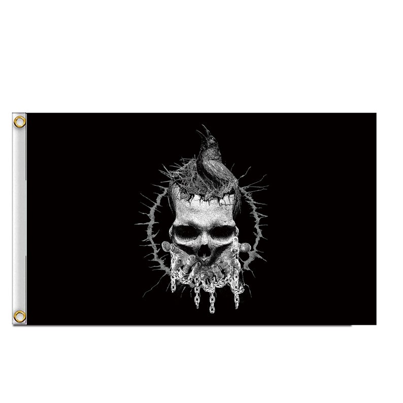 Raven Crow Skull Flag Macabre Horror Gothic Pirate Flag - Etsy