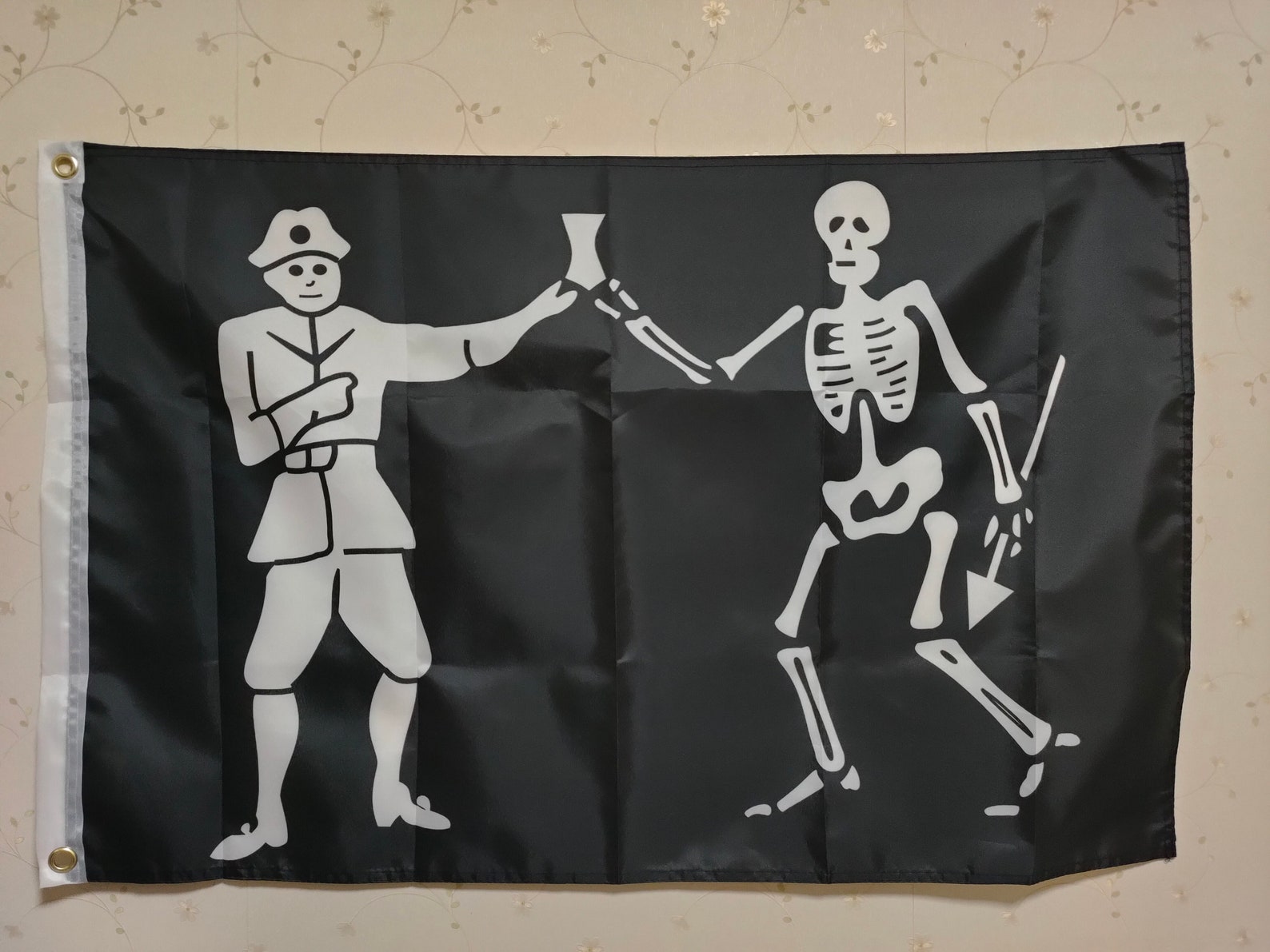 Bartholomew Roberts' First Flag Pirate Custom Any Size Banner Skull ...