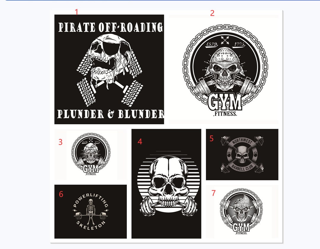 Skull With Barbell Bodybuilding Fitness Weight Dumbbell Lifting Banner ...