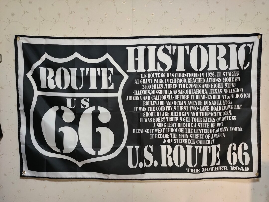 Route 66 Motorcycle Banner: Retro Biker Tapestry, 100D Polyester - Etsy
